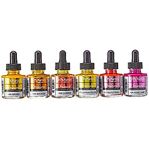 Dr. Ph. Martin's Iridescent Calligraphy Ink, 1 Fl Oz (Pack of 12), Set 2 Colors