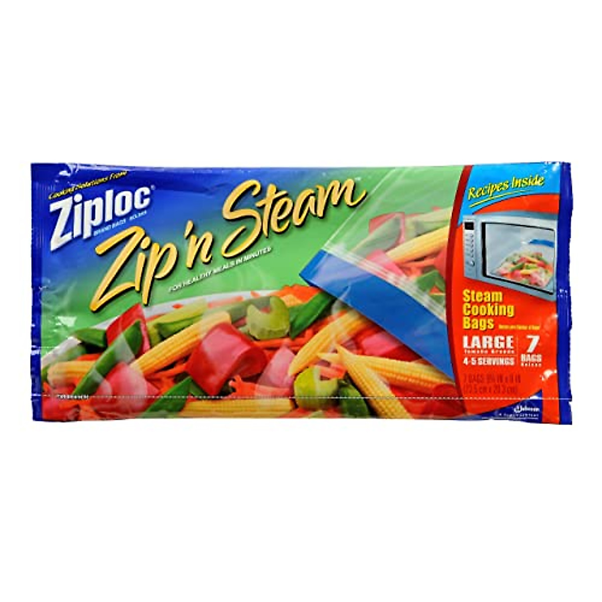 ZIPLOC ZIP'N STEAM MICROWAVE STEAM COOKING BAGS- 7 CT LARGE 10" X 10" BAGS