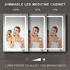 GETPRO Medicine Cabinets 40 x30 inch LED Lighted Medicine Cabinet Mirror for Bathroom Black Aluminum Surface Mount Anti-fogger Function 3 Color Temperature Adjustable Brightness