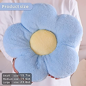 Flower Throw Pillow Seating Cushion Floor Pillow Cushion Flower Shape Bed Sofa Chair Car Seat Nap Throw Cushion Comfy Pillow (Blue)