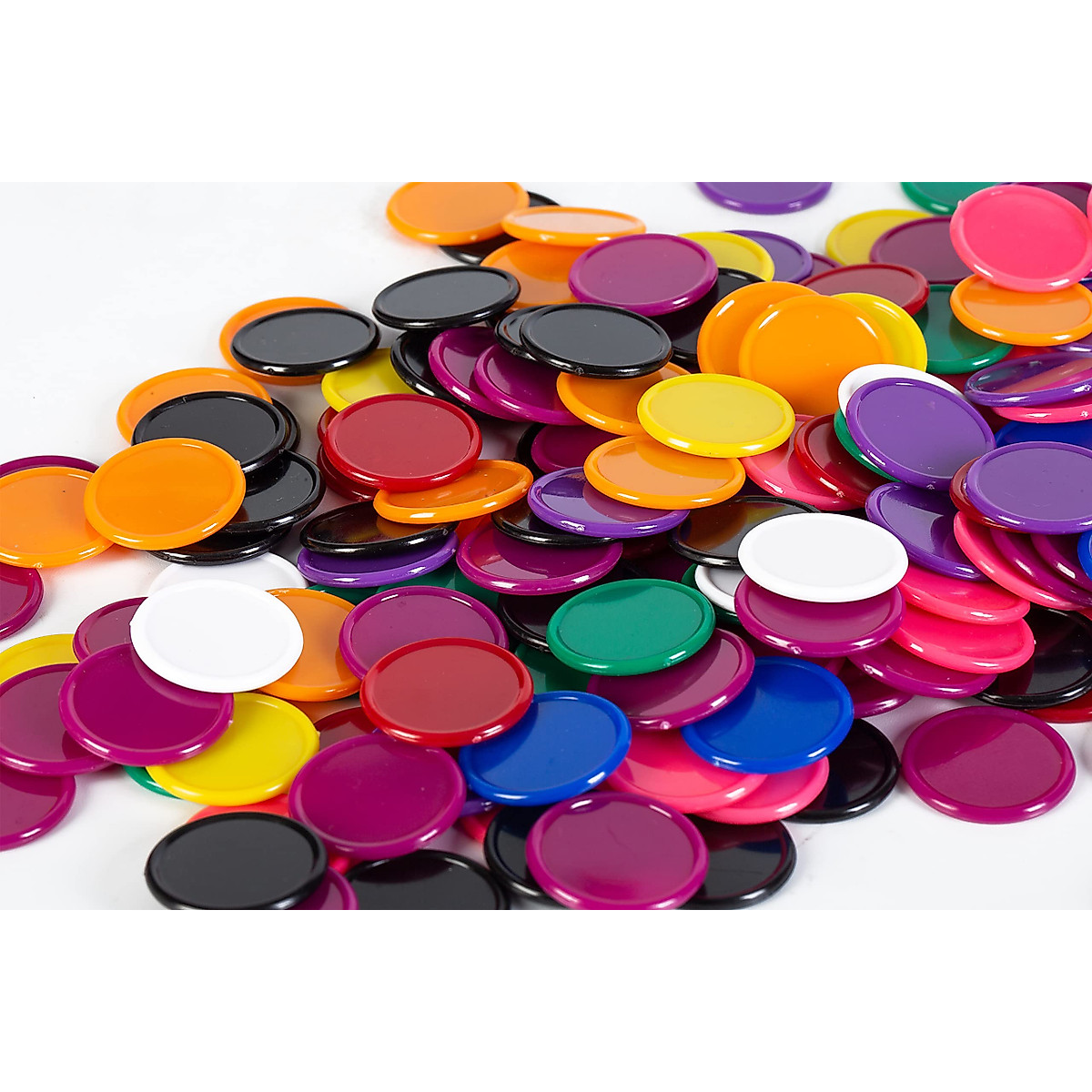 Smartdealspro 300pcs 1 Inch 10 Colors Opaque Plastic Learning Counters Counting Mini Poker Chips Game Tokens (with Edge)