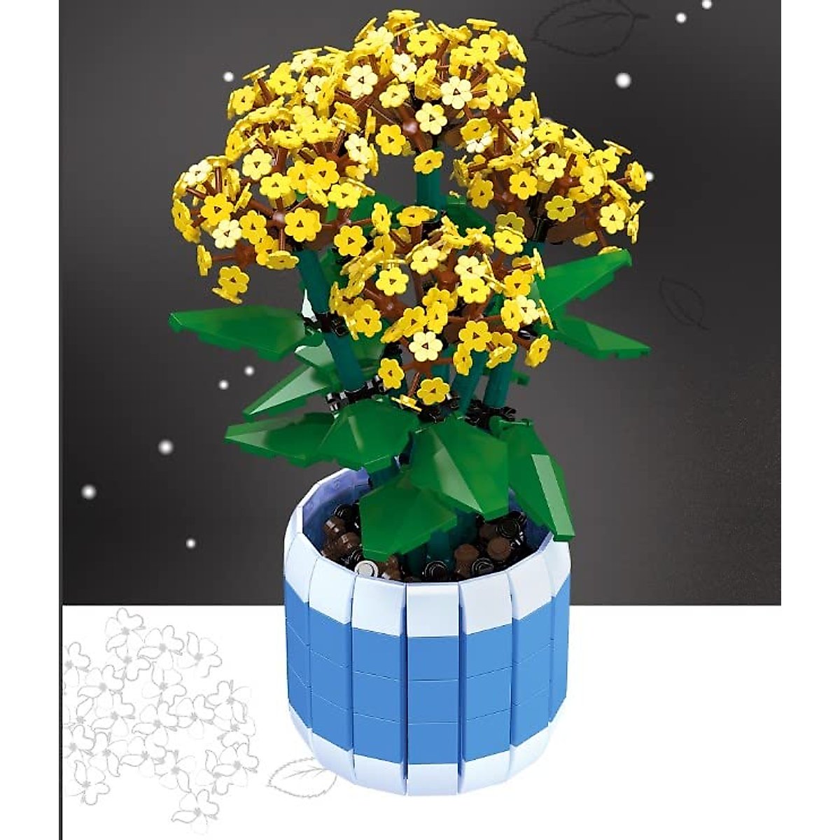 Apostrophe Games Daffodil/Jonquil Flower Building Block Set - 842 Pcs - Unique Plant Sets to Build and Display, Models for Adults and Kids