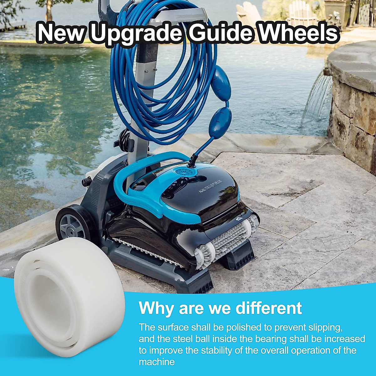 Aillsa 3884997-R6 Replacement Parts Pool Cleaner-Guide Wheels 4 Pack with 2 PackPully Gears Compatible with Maytronics Dolphin Nautilus, Nautilus CC Plus, M200, M400, M500, Premier Pool Cleaner