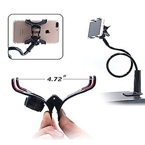 AUXO-FUN Cell Phone Holder, Universal Lazy Bracket Mobile Phone Stand, Flexible Gooseneck Long Arm Clip (Black)