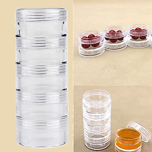 TDOTM 5 Layer cylinder Stackable Transparent Round PS Plastic Storage Container Box Super Clear Accessories Organizer Box for Beads Crafts Other Small Items (3 Column Combination Sale)…