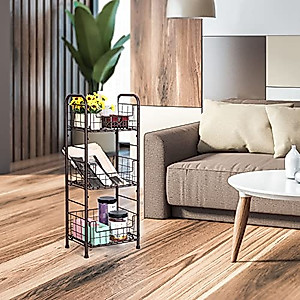 Freestanding Bathroom Shelving Unit,Metal 3 Tier Shelf,Bathroom Storage Organizer Shelf Basket Shelf for Bathroom,Kitchen,Living Room,Can Accommodate Toiletries Home Office Supplies(Antique Brass)