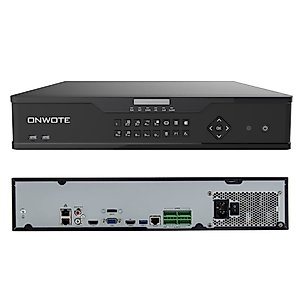 ONWOTE 12MP 64 Channel NVR IP Security Video Audio Recorder, 64CH 12MP/ 4K/ 6MP/ 5MP Input, 6K 64CH NVR, 8 Storage Bays Support 80TB HDD, 2 HDMI Ports Split Screen Display, Work with PoE Switch