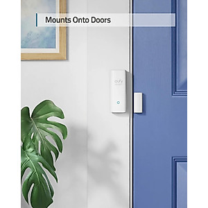 eufy Security Entry Sensor, Detects Opened and Closed Doors or Windows, Door Monitoring, Sends Alerts, Triggers Siren, 2-Year Battery Life, Indoor Use Only, Requires HomeBase, 24/7 Monitoring Optional
