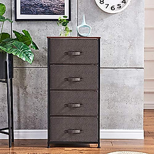 4HOMART Drawer Dresser Closet Vertical Storage Tower Cabinet Closet Shelves Fabric Dresser Organizer Unit with Sturdy Steel Frame Wood Top for Bedroom Hallway Entryway