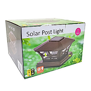 iGlow 8 Pack Brown Outdoor Garden 6 x 6 Solar SMD LED Post Deck Cap Square Fence Light Landscape Lamp PVC Vinyl Wood
