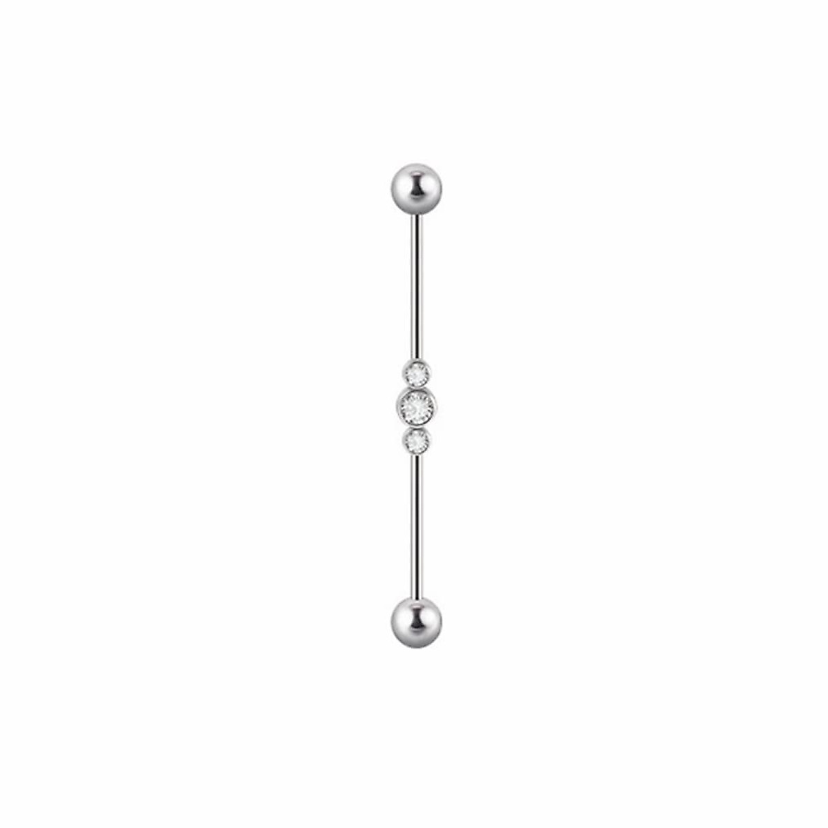 ZQGOFPT 16G Industrial Piercing Surgical Stainless Steel Industrial Barbell Earrings for Women Men with CZ Cartilage Earring Body Piercing Jewelry 1 1/2 Inch 38mm (16G Style:D)