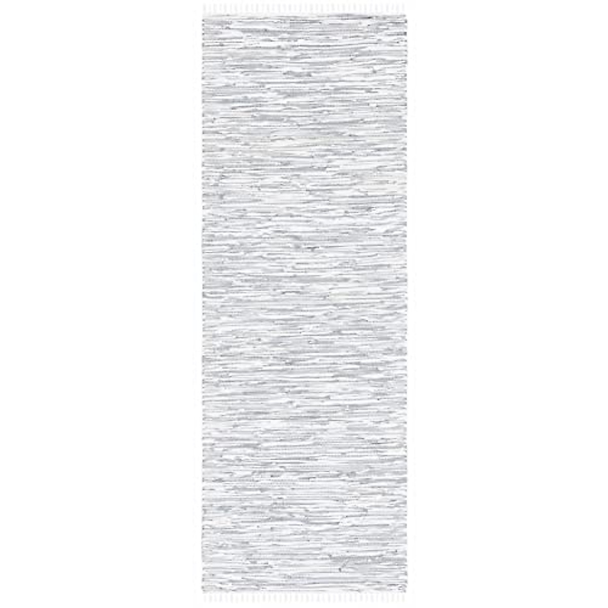 SAFAVIEH Montauk Collection Runner Rug - 2'3" x 6', Silver, Handmade Fringe Cotton, Ideal for High Traffic Areas in Living Room, Bedroom (MTK753A)