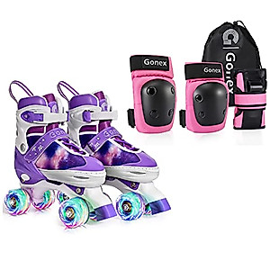 Gonex Size S Roller Skates with Protective Gear Set S - Skateboard Elbow Pads Knee Pads with Wrist Guards for Kids