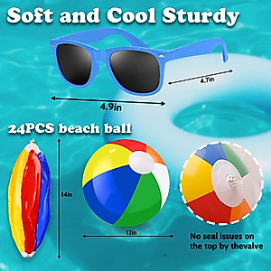 48 Pieces Summer Sunglasses Beach Balls Bulk Party Favors for Kids 24Pack Neon Sunglasses 24Pack Beach Balls Kid Boys Girls Graduation Party Supplies for Beach Day Pool Party Favors Goodie Bag Favors