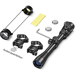 CVLIFE 3-9x40 Rifle Scope, Red & Green Illuminated Optical Riflescope, Mil-dot Reticle Scope for Hunting with Mounts