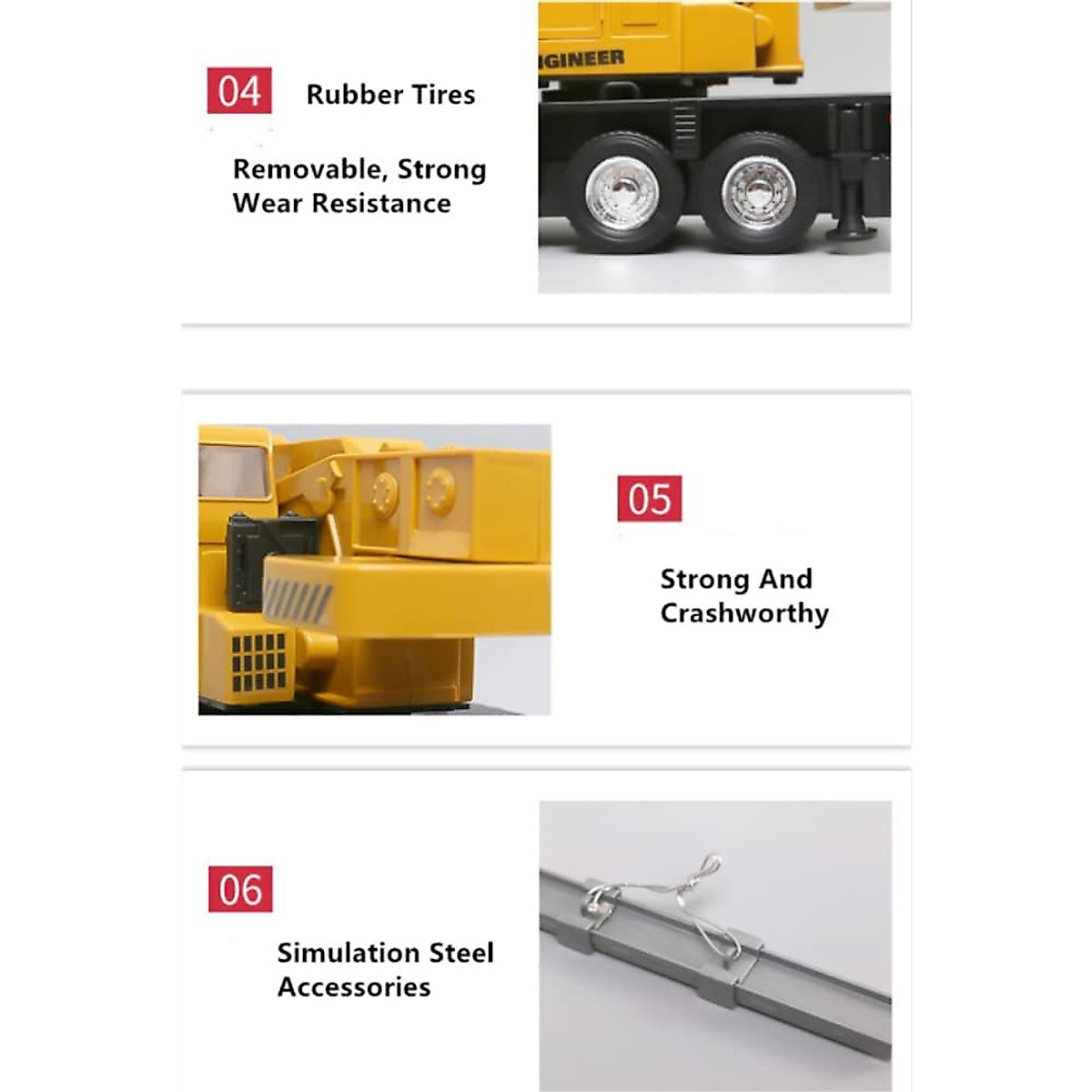 QAQQVQ RC Crane Truck Toy, 2.4G Remote Control Car Toy RC Construction Vehicles with Lights and Sound, Gifts for Kids 8 Years Old and Up