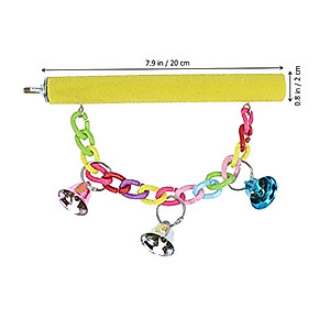 POPETPOP Bird Perch Nail File-2 Pcs Parrot Perches Bird Stand Hanging Bird Perch with Colorful Bells for Small Medium Birds Cockatiel Parakeet Conure Cage Accessory