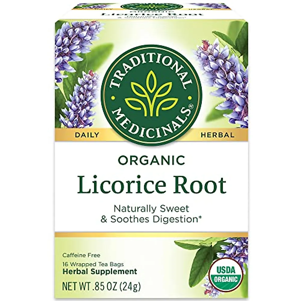 Traditional Medicinals Organic Licorice Root Herbal Tea, Soothes Digestion - 64 Tea Bags Total, 16 Count (Pack of 4)