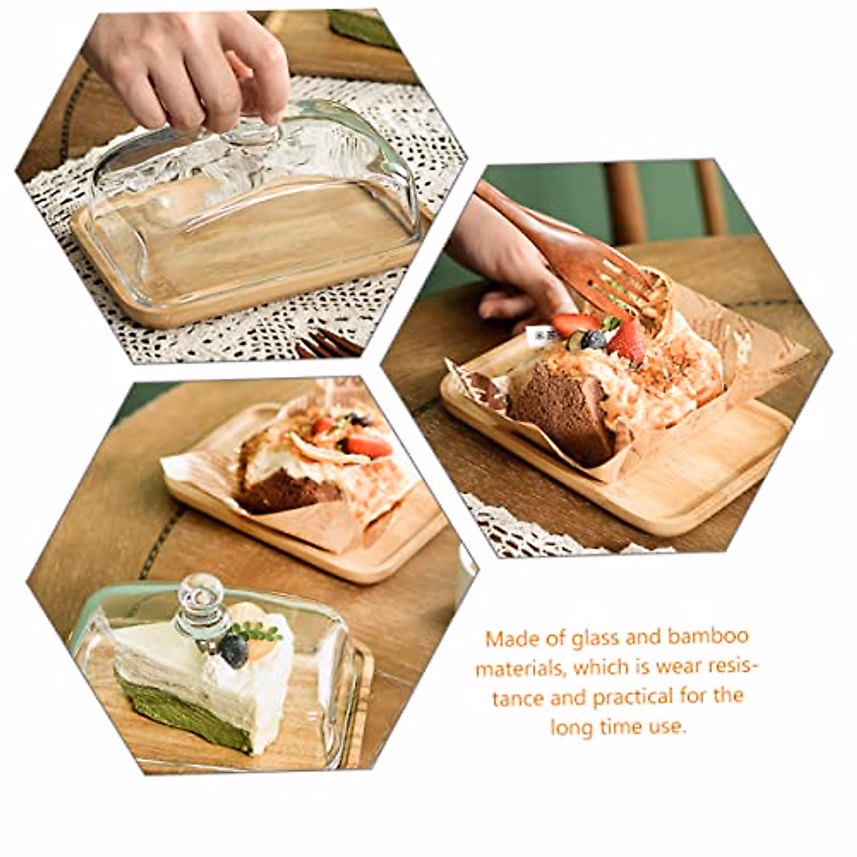 YARNOW 1 Set Dessert Cake Pan Bakery Stand Holder Fruit Platter Server Rustic Cupcake Stand Cake Serving Platter Steak Display Stands Wood charcuterie Board Dish Bamboo Bell Shaped