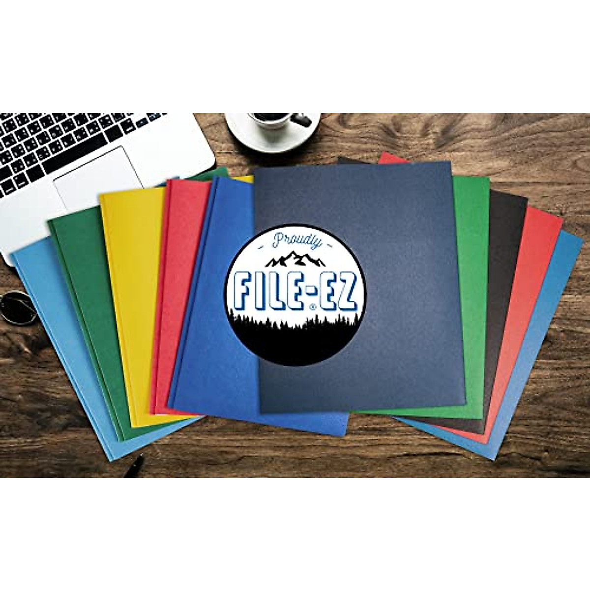 FILE-EZ Two-Pocket Folders, Black, 25-Pack, Textured Paper, Letter Size (EZ-32505)