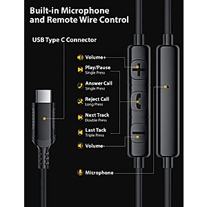 USB C Headphones for Samsung Galaxy S23 S22 S21 S20 Ultra A53 Z Flip4 Note 20 10+, Magnetic Type C Earphones Wired Earbuds with Mic Noise Canceling Stereo Bass for iPad 10 iPad Pro Air Mini Pixel 7 6