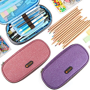 TTVALLEY Pencil Case Pen Case Oxford Stationery Box for Desk Supplies Organization Grey