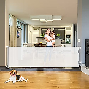 110 Inch Extra Wide Baby Gate for Large Openings Retractable Baby Gates Indoor Outdoor Extra Long Baby Gate for Doorway Stair Gates for Kids or Pets Extra Large Dog Gate for Stairs (35"Tallx110"Wide)