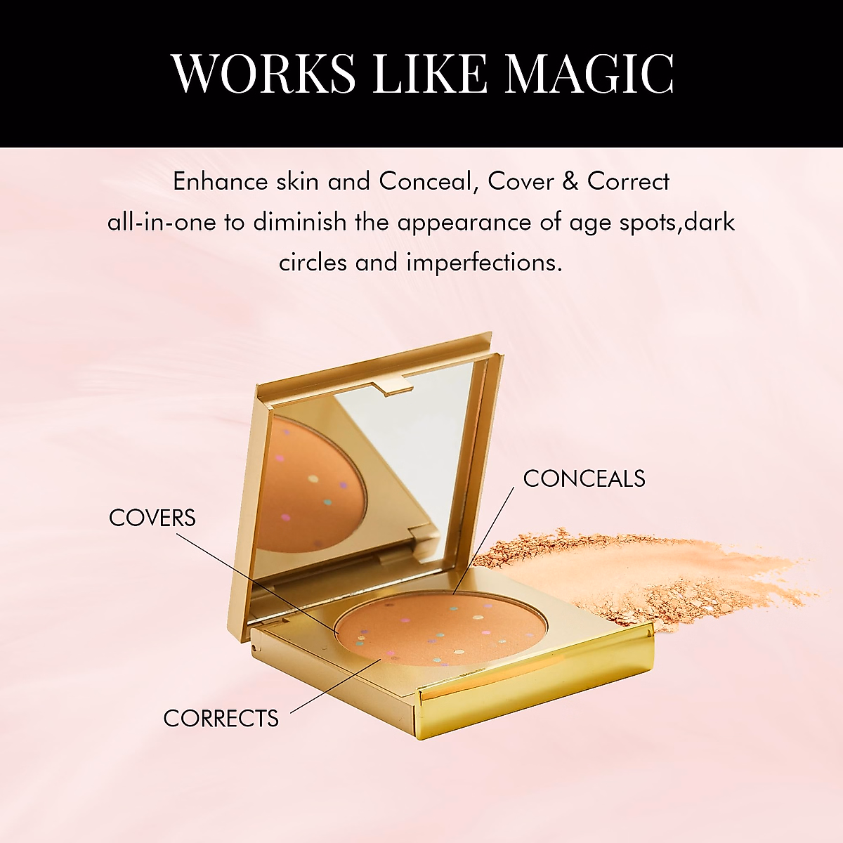 MagicMinerals by Jerome Alexander, Mineral Powder Foundation Set with Mirror Compact, Lash Extending Mascara, Professional Stubby Brush & Blending Sponge (Light)