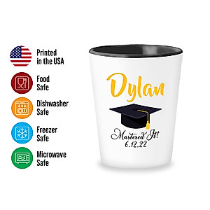 Bubble Hugs Custom Graduation 2021 - Graduation Cap Shot Glass 1.5 oz as Party Supplies, Graduation Decorations, School College