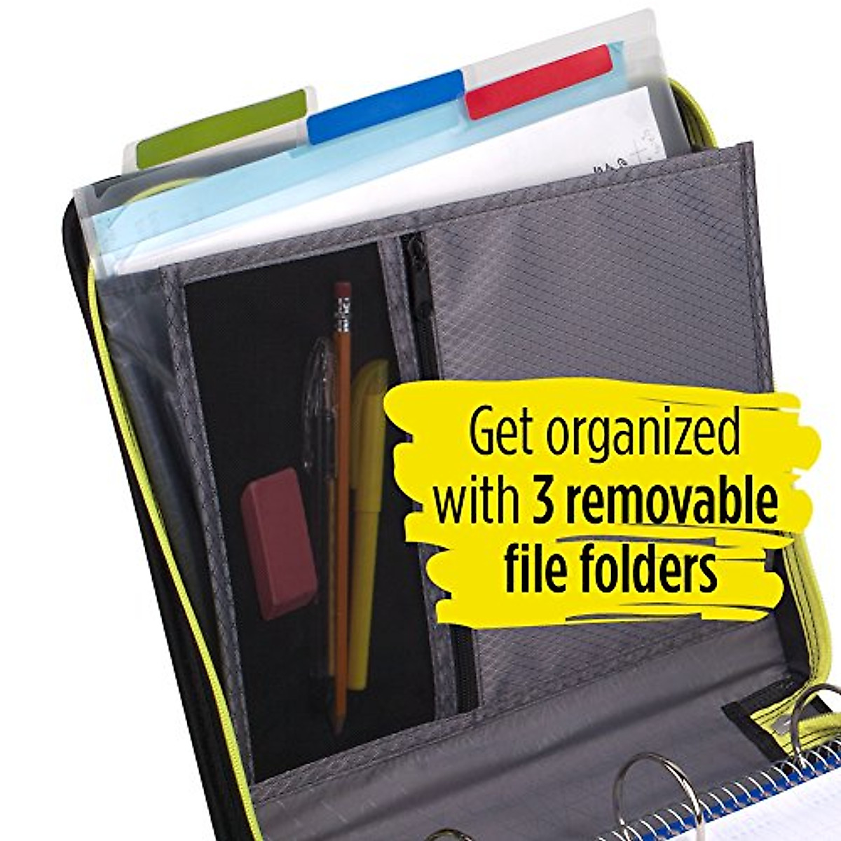 Five Star 2 Inch Zipper Binder, 3 Ring Binder, Removable File Folders, Durable, Black (73289)