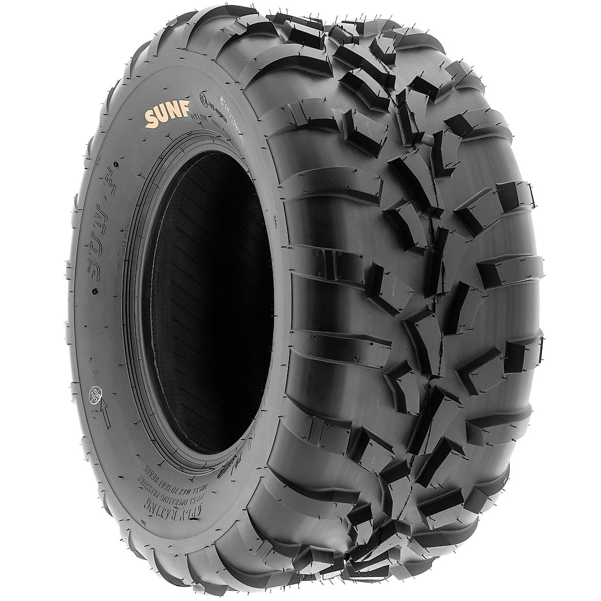 SunF 25x11-12 (25x11x12) ATV/UTV Off-Road Tire, 6PR, Directional Knobby Tread | A010