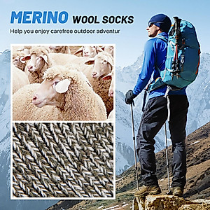 SIMIYA 5 Pairs Merino Wool Socks Mens, Super Thick Mens Hiking Socks Thermal Wool Socks for Cold Weather(7-13)