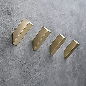 Beelee Brushed Gold Bathroom Towel Hooks 4-Pack Wall Mounted Robe Hooks Heavy Duty Hat Rack Clothes Hanger, Wall Hooks BA9808BG-4