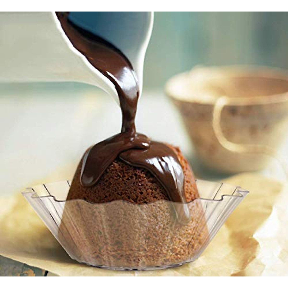 Healthcom 50 Pcs 3 inch Mini Clear Plastic Appetizer Plates Dessert Plates Flower Ice Cream Dessert Bowls Tasting Bowls Dishes Serving Plates Dip Sauce Snacks Plates Small Serving Cup Party Supplies