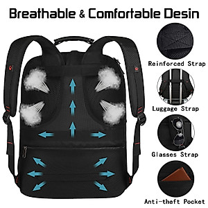 18.4 Laptop Backpack for Men, 55L Extra Large Gaming Laptops Backpack with USB Charger Port, TSA Friendly Flight Approved RFID Anti-theft Pocket, Water Resistant Suiltable for Travel Business Work