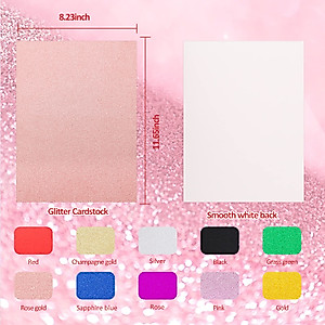 UCEC Glitter Cardstock, 20 Sheets Glitter Paper, 10 Colors Glitter Paper for Crafts, A4 Glitter Card Stock Paper for DIY Projects, Card Making, Kids Scrapbook, 250GSM