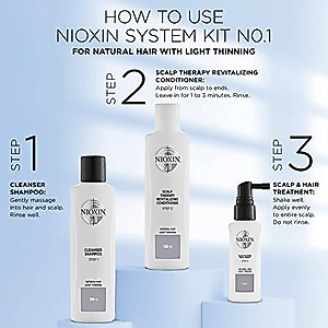 Nioxin System Kit 1, Strengthening & Thickening Hair Treatment, For Natural Hair with Light Thinning, Trial Size (1 Month Supply)