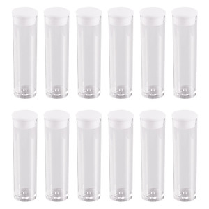 Craftdady 100Pcs Transparent Clear Plastic Small Empty Storage Tubes Bead Container Set Test Bottles Organizers Boxes with Lid 2.16x0.59 (55x15mm)