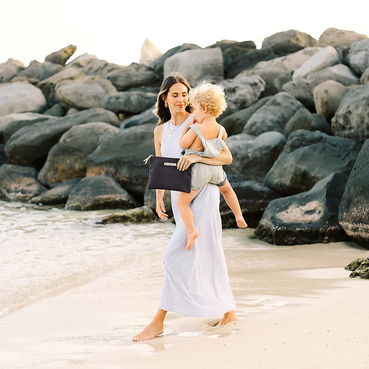 Petunia Pickle Bottom Organizer Trio, Zip-Close Pouches, 3 Sizes, For Diaper Bag, Stroller, Travel Bag, Carry Alone, Carbon Cable Stitch