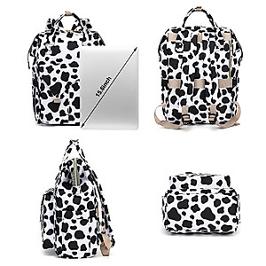 Cow Print Laptop Backpack College School Backpack Bookbags Nurse Backpacks Travel Bags Casual Daypacks for Women Girls Fits 15.6 Inch Notebook