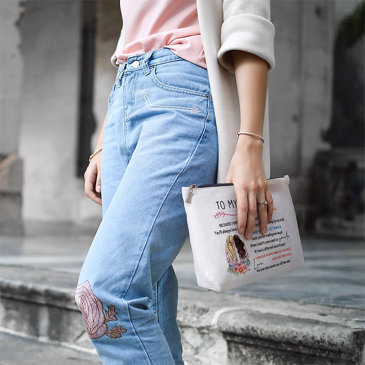 GevGuxLuo Bestie Gifts for Women Best Friend, Birthday Friendship Going Away Gifts for Friends BFF Sister, To My Bestie, I Love You -Makeup Bag Gift for Friend