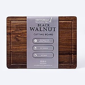 Dark Walnut Wood Cutting Board For Kitchen with Juice Groove, Chopping Board Made of Walnut Wood in Large & Medium sizes for Meat, Cheese and Vegetables (Black Walnut 16x12 inch)