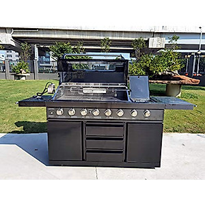 Modular 4 Piece Island Electric and Propane or Natural Gas BBQ Outdoor Black Stainless Steel Grill Kitchen with Double Wine Refrigerator, Sink, Rotisserie, Black Marble Top and FREE Protective Canvas Cover