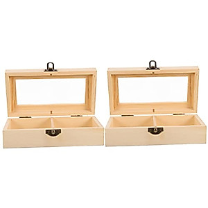 Zerodeko 6 pcs storage wooden box clear tray wooden storage bins wooden pallets tea bag holder coffee condiment organizer jewelry case with lid Jewelry Container clear lid jewelry organizer