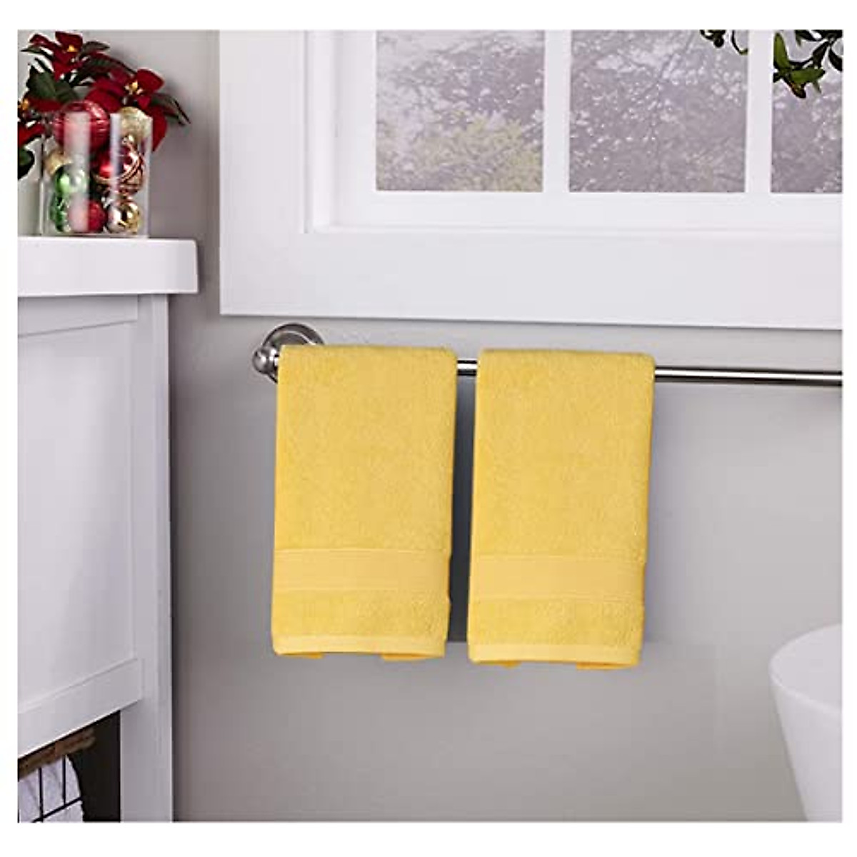 Lchkrep 2 Pack Cotton Hand Towels, Cotton Salon Thick Towels - Gym Towel 14" x 30", Face Cloth, Soft and Absorbent Washcloths Set for Home Bathroom Hotel (Yllowe-2PACK)…