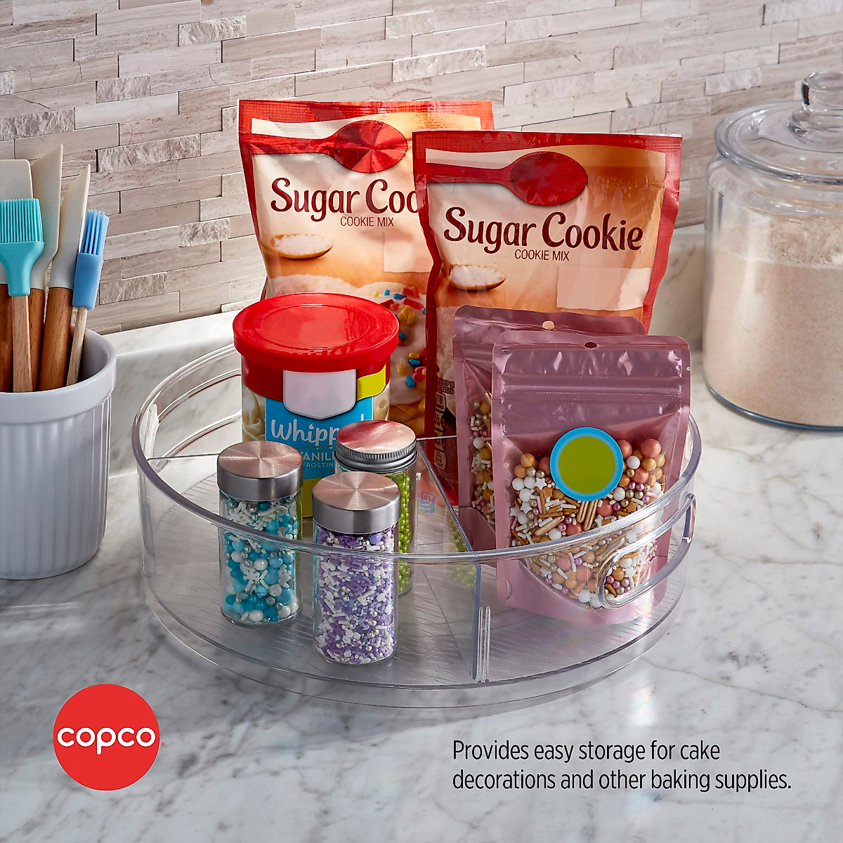 Copco Storage Turntable with Removable Dividers, 12 Inch, Clear