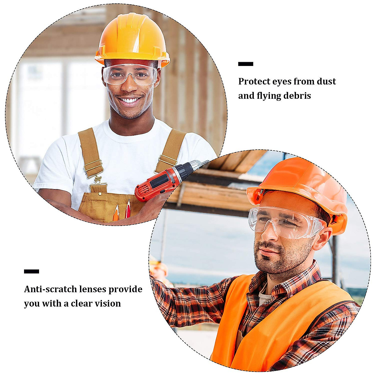 Frienda 6 Pairs Clear Safety Glasses Over Eyeglasses Goggles Clear Glasses Anti- Fog/Scratch Eye Protection Polycarbonate Protective Eyewear Safety Goggles For Shooting, Lab, Outdoor, Workplaces