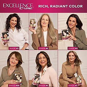 L'Oreal Paris Excellence Creme Permanent Hair Color, 5AB Mocha Ash Brown, 100 percent Gray Coverage Hair Dye, Pack of 3