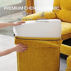 82" Sectional Couch w/Chaise Sleeper, Chenille Small L Shape Sofa Couch, Sofa with Chaise Mid-Modern Century Couch with Removable and Washable Cushions (Yellow)