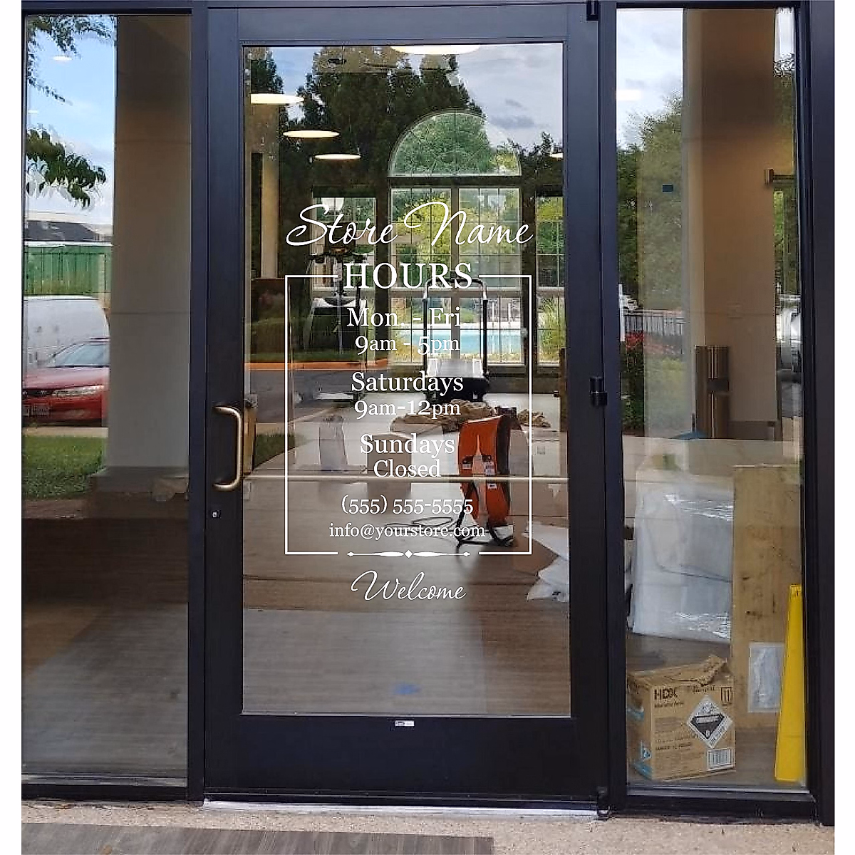 Business Hours Company Store Fully Custom Personalized Glass Door Window Storefront Professional Sign Decal Stencil